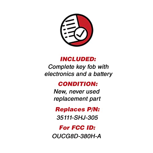 KeylessOption Keyless Entry Remote Control Uncut Car Ignition Key Fob Replacement for OUCG8D-380H-A (Pack of 2)