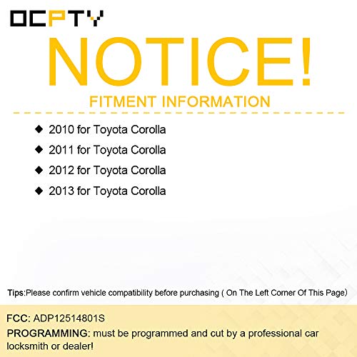 OCPTY 1 X Flip Key Entry Remote Control Key Fob Transmitter Replacement for 2010 2011 2012 2013 for Toyota COROLLA 4 Buttons 315 Mhz