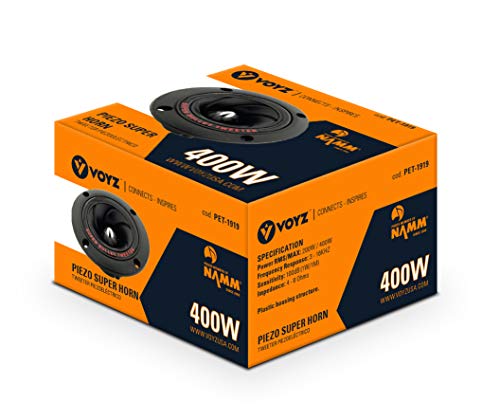 VOYZ 400 Watt 3.5β Piezo Super Horn Tweeters Aluminum Diaphragm 4-8 ohms 1 Pair (2pcs) (PET-1919)