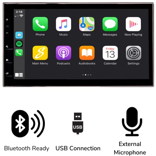 PAC Chevrolet Camaro 2010-2015 RPK5-GM4101 Integrated Radio Replacement Kit with 6.8” Touchscreen Double Din Radio, Steering Wheel Controls, Apple CarPlay, Android Auto, Bluetooth