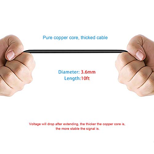 PixelMan Backup Camera Extension Cable,10ft 5 Pin Male to Female Rear View Camera Extension Cord for Dash Cam Mirror Cam Rearview Camera,Reverse Camera Wire for Car Pickup Truck SUV Van Rv Trailer