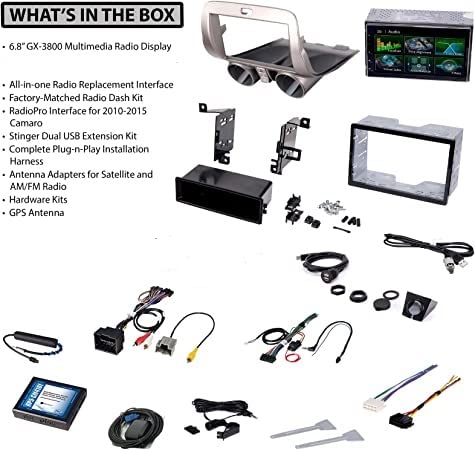 PAC Chevrolet Camaro 2010-2015 RPK5-GM4101 Integrated Radio Replacement Kit with 6.8” Touchscreen Double Din Radio, Steering Wheel Controls, Apple CarPlay, Android Auto, Bluetooth