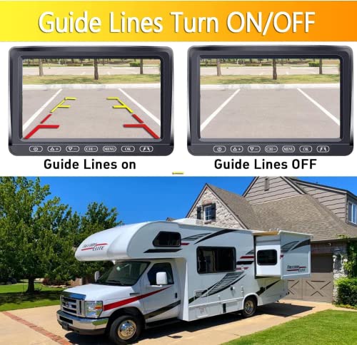 RV Backup Camera Wireless HD 1080P 2 Infrared Night Vision Bluetooth Rear View Cam 7‘’DVR Touch Key Monitor Kit Adapter for Furrion Pre-Wired RV Trailer Truck Camper Van Crane 4 Channels DAJKRTIA K7