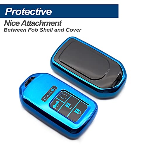 Fit for 2021 2020 Honda Accord Civic CR-V Insight Passport Pilot Smart 5 Buttons A2C81642600 TPU Key Fob Remote Cover Case Shell Glove Pouch Holder Protector Keyless Entry Sleeve Accessory, Blue