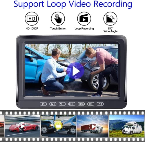RV Backup Camera Wireless HD 1080P 2 Infrared Night Vision Bluetooth Rear View Cam 7‘’DVR Touch Key Monitor Kit Adapter for Furrion Pre-Wired RV Trailer Truck Camper Van Crane 4 Channels DAJKRTIA K7