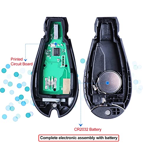 OEM Keyless Entry Remote Key Fob Replacement fit 2008-2019 Dodge Grand Caravan, 2008-2016 Chrysler Town and Country (M3N5WY783X IYZ-C01C 433MHZ 7Btn) Set of 2
