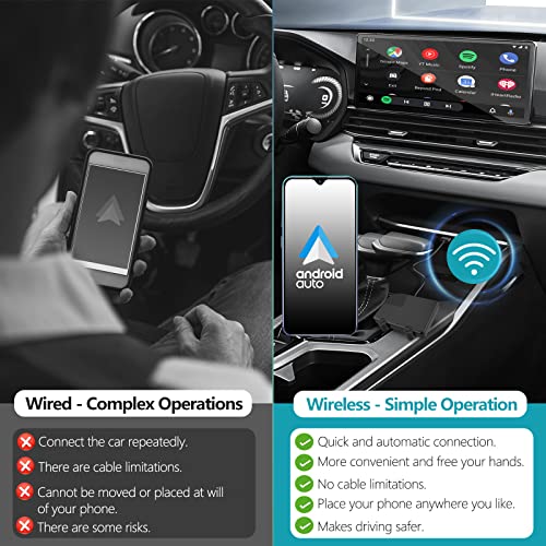 2023 Android Auto Wireless Adapter for OEM Factory Wired Android Auto Cars, Plug & Play Easy Setup Wireless Android Auto Dongle for Android Phones Converts Wired Android Auto to Wireless
