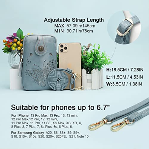 APHISON Small Crossbody Bags for Women, Lightweight Mini Cute Cell Phone Purse for Women with Tassel and Shining Butterfly