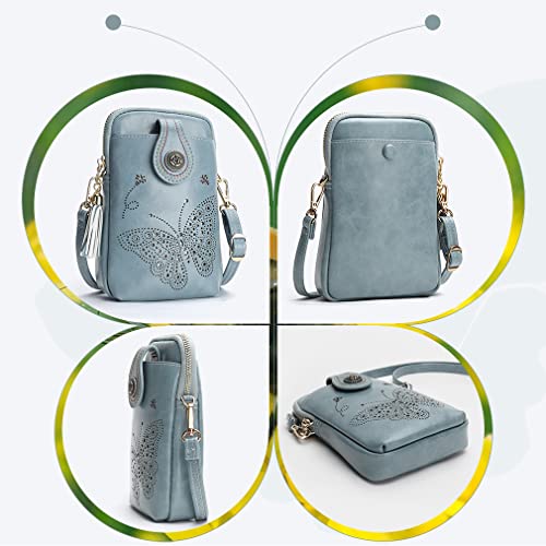 APHISON Small Crossbody Bags for Women, Lightweight Mini Cute Cell Phone Purse for Women with Tassel and Shining Butterfly