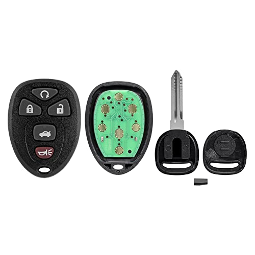Keyless Remote Start Car Key Fob with Ignition Key fits Chevy Impala 2006 2007 2008 2009 2010 2011 2012 2013 Cadillac DTS Buick Lucerne Chevrolet Monte Carlo OUC60270, OUC60221 (Pack of 2)
