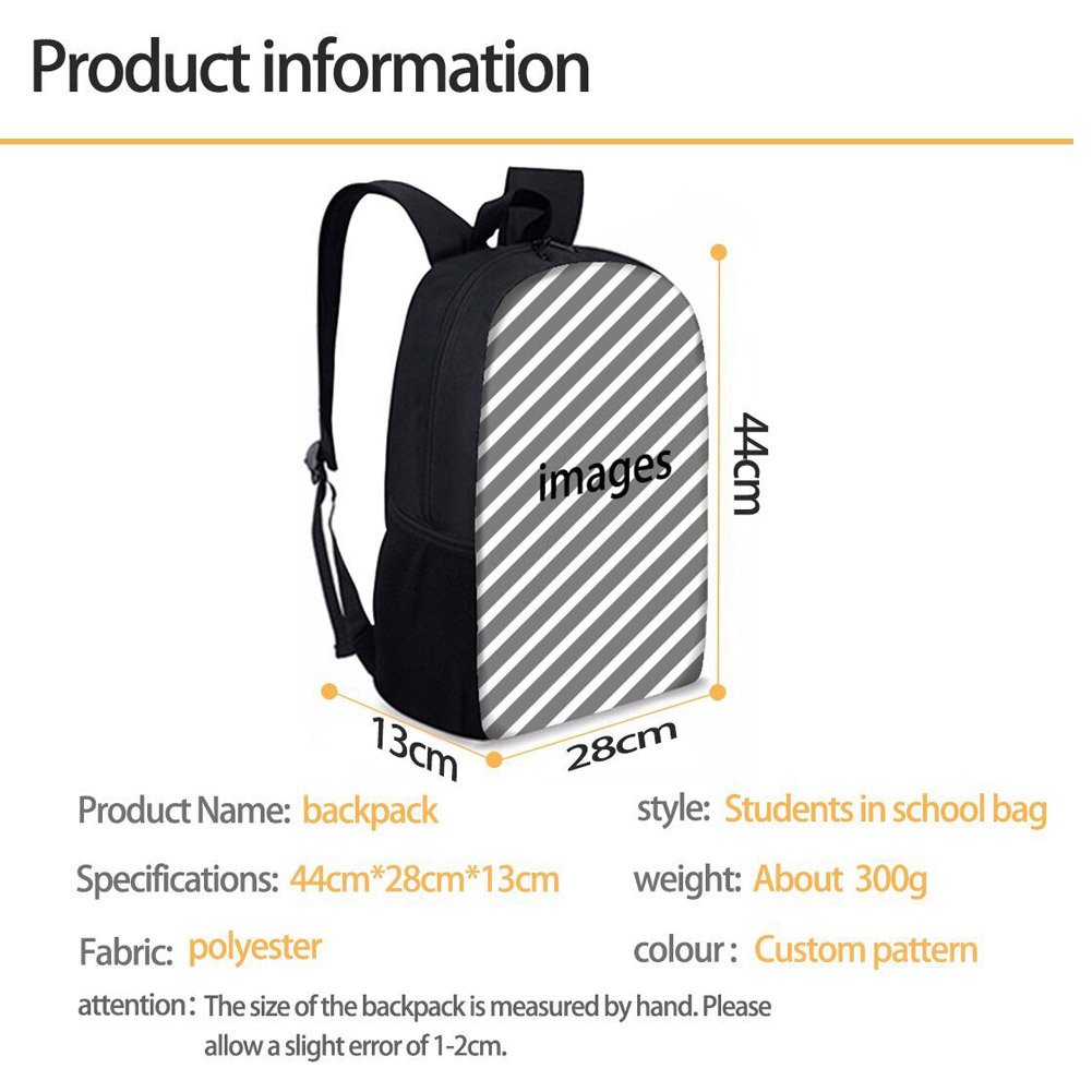 doginthehole Chicken Print Backpack Set 3 Piece Shoulder School Book Bags for Kids Boys Girls