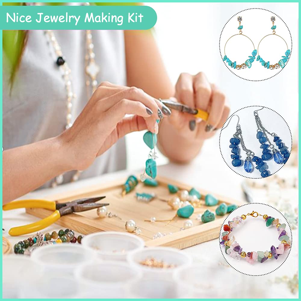 FEEIN Crystal Beads for Jewelry Making Kit, 1045 Pcs Natural Crystal Chips Stone Beads, Irregular Gemstones Crystals Kit with Dangles, Open Jump Rings for DIY Crafts Necklace Earrings Rings Making