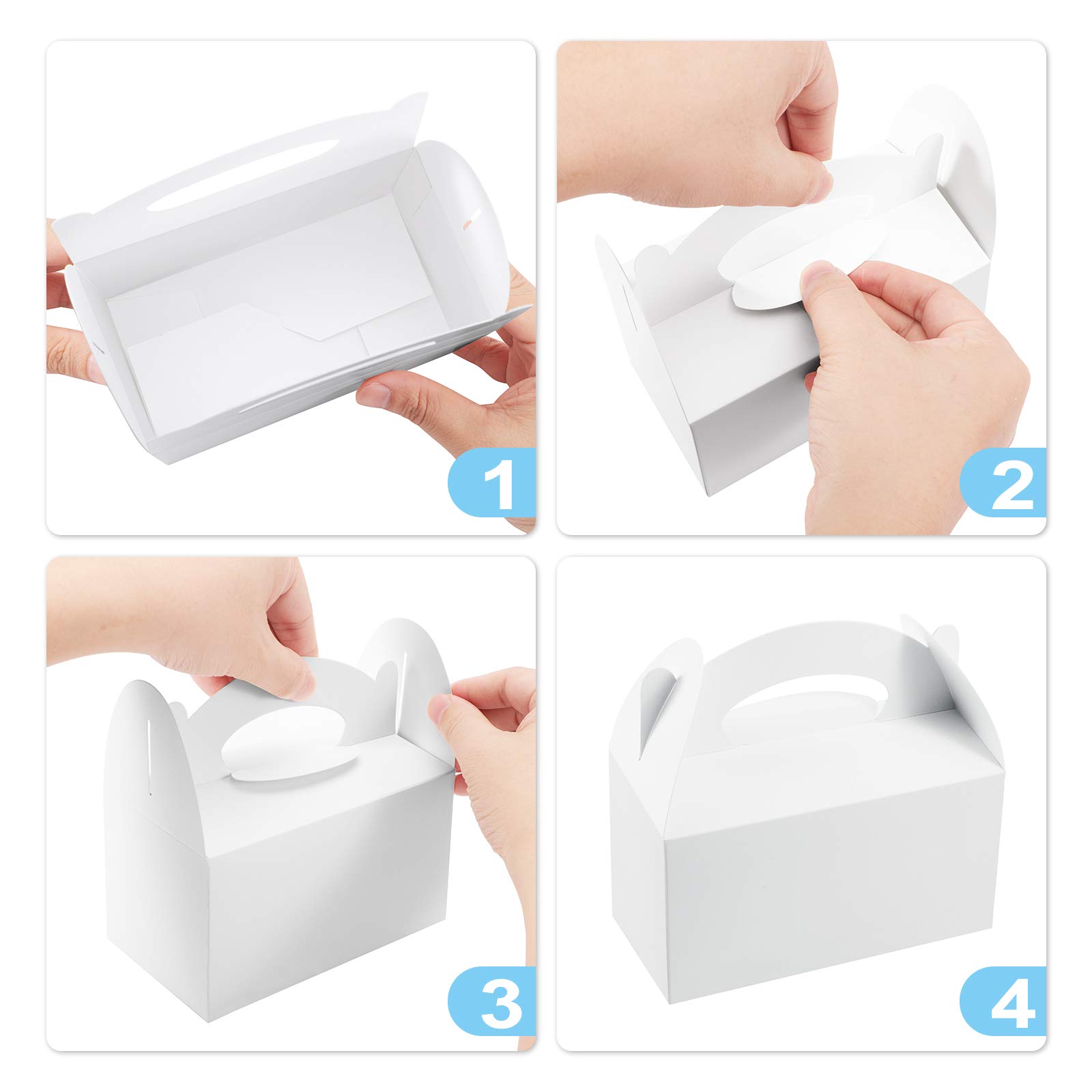 Eupako 48 Pack Treat Boxes White Goodies Favor Boxes Small Gable Gift Boxes for Wedding, Birthday Party with Twine and Tag 6.2 x 3.5 x 3.5 Inches