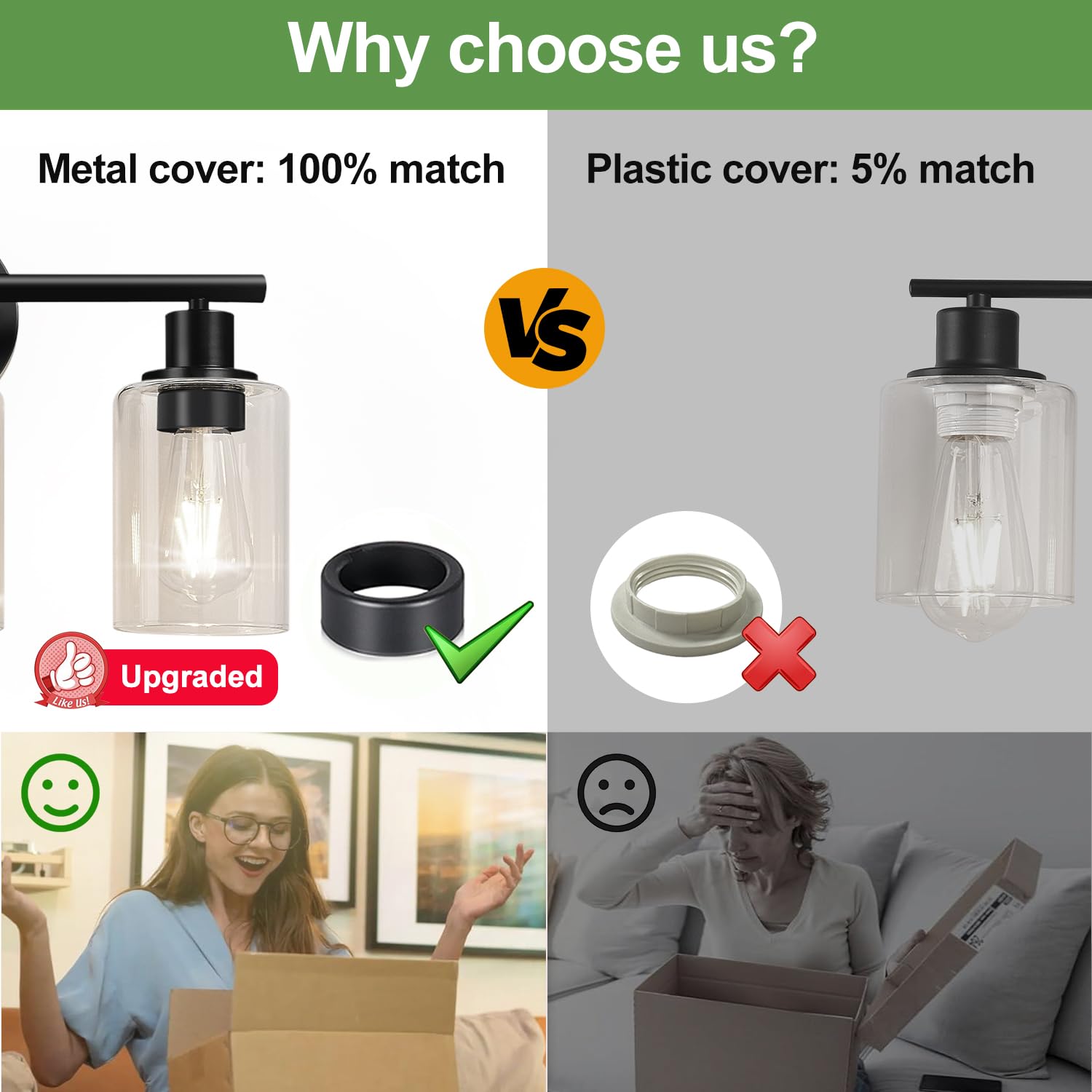 3-Light Bathroom Light Fixtures, Black Bathroom Wall Lights, Modern Bathroom Vanity Light with Clear Glass Shade, Bathroom Wall Lamp for Mirror Kitchen Bedroom Living Room Hallway Cabinet Porch