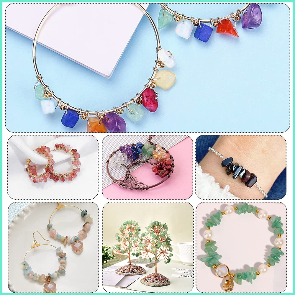 FEEIN Crystal Beads for Jewelry Making Kit, 1045 Pcs Natural Crystal Chips Stone Beads, Irregular Gemstones Crystals Kit with Dangles, Open Jump Rings for DIY Crafts Necklace Earrings Rings Making