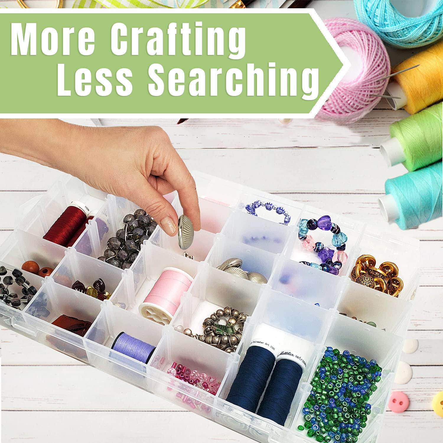 Outdoor 360 Plastic Organizer Box with Dividers 2 pack - 36 Compartment Organizer - Bead Organizer - Best for Bead Storage, Felt Board Letters, Fishing Tackle, Loom Bands (2)