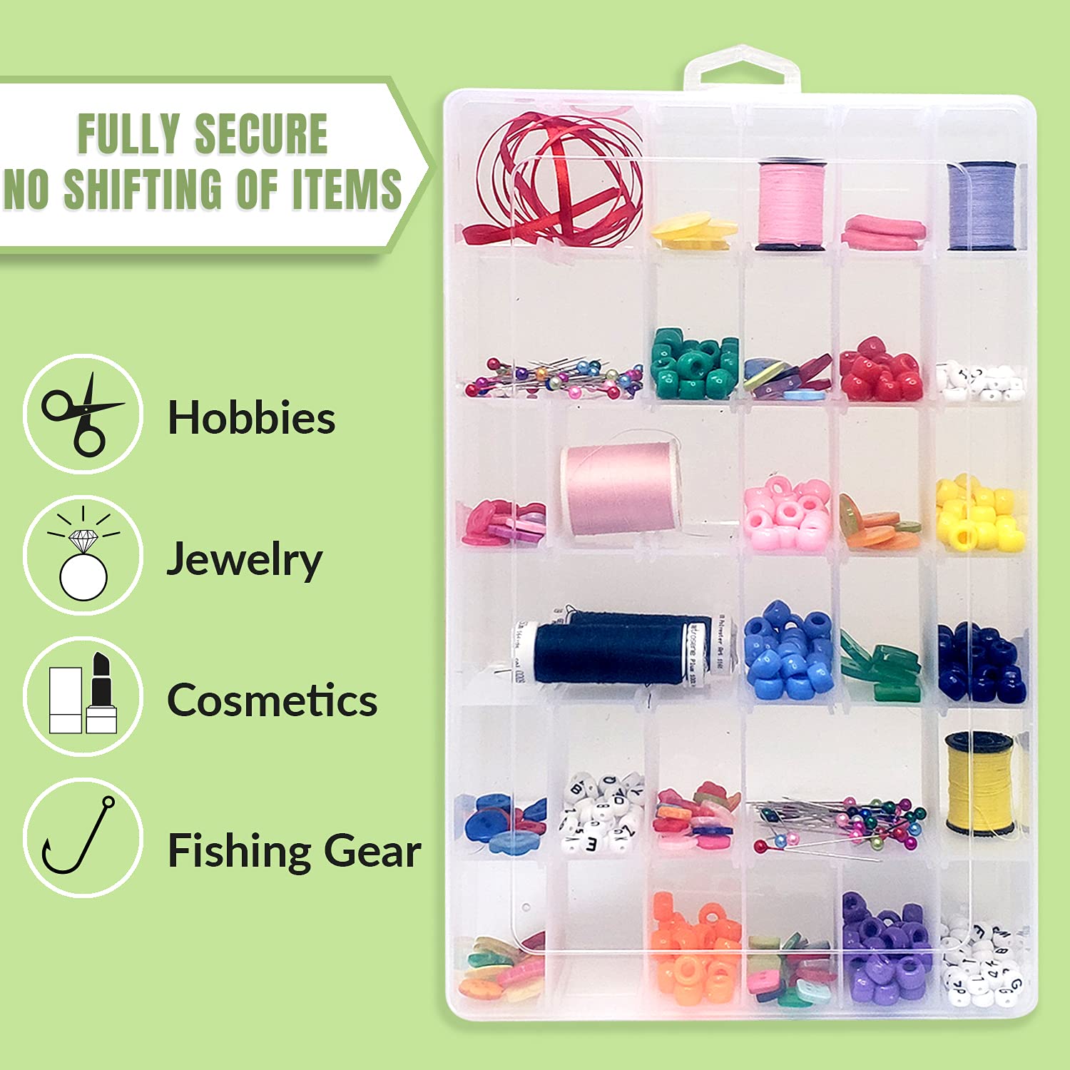 Outdoor 360 Plastic Organizer Box with Dividers 2 pack - 36 Compartment Organizer - Bead Organizer - Best for Bead Storage, Felt Board Letters, Fishing Tackle, Loom Bands (2)