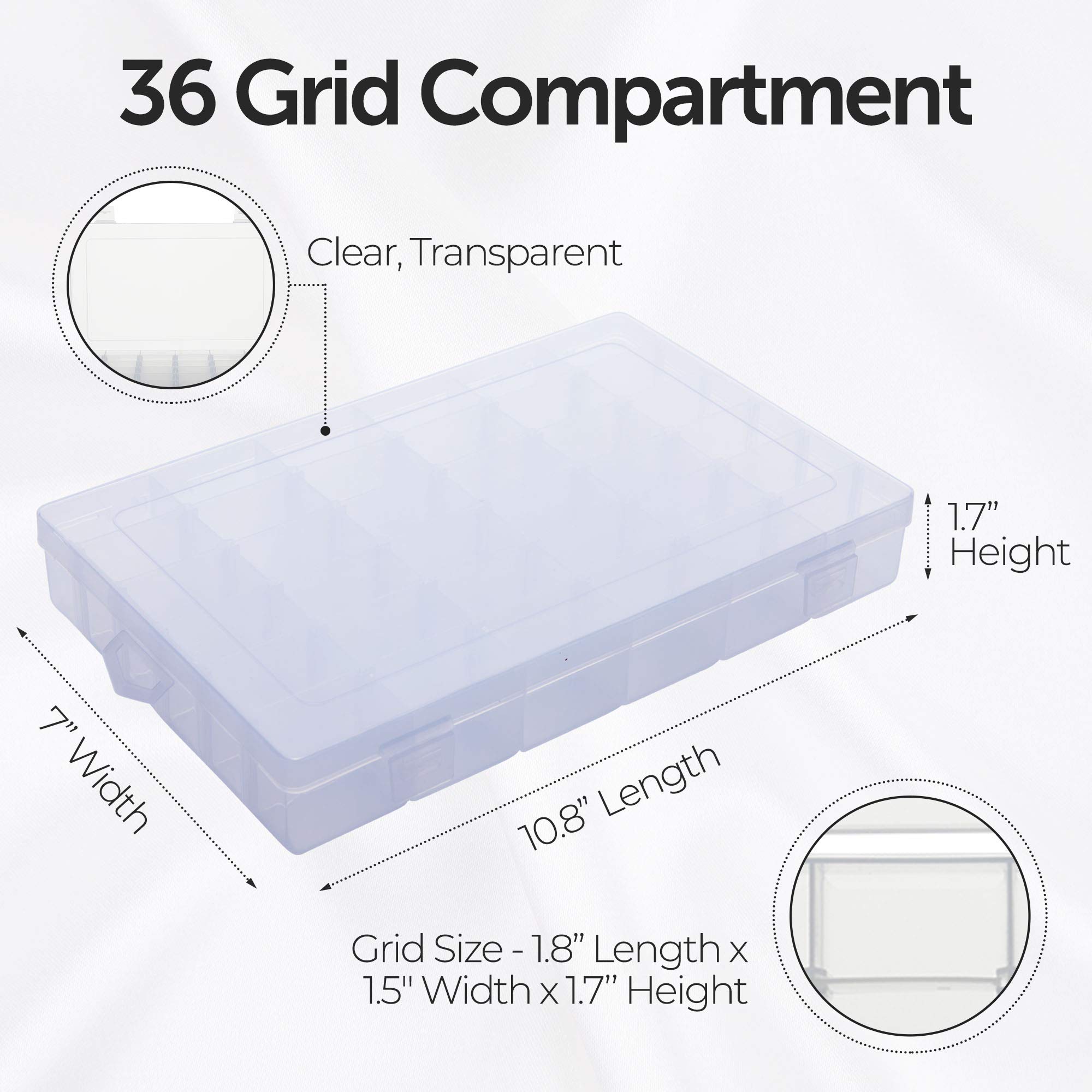 Outdoor 360 Plastic Organizer Box with Dividers 2 pack - 36 Compartment Organizer - Bead Organizer - Best for Bead Storage, Felt Board Letters, Fishing Tackle, Loom Bands (2)