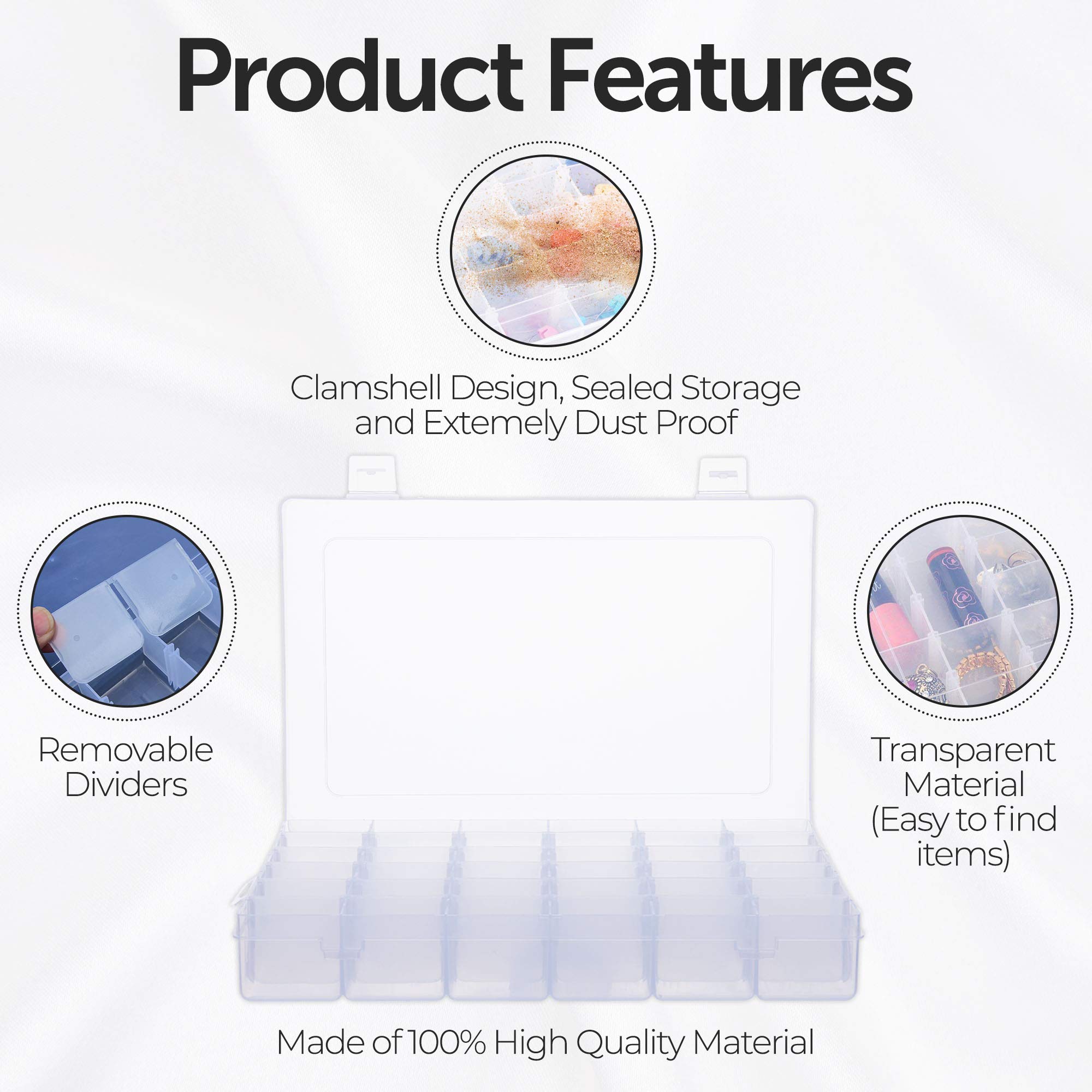 Outdoor 360 Plastic Organizer Box with Dividers 2 pack - 36 Compartment Organizer - Bead Organizer - Best for Bead Storage, Felt Board Letters, Fishing Tackle, Loom Bands (2)