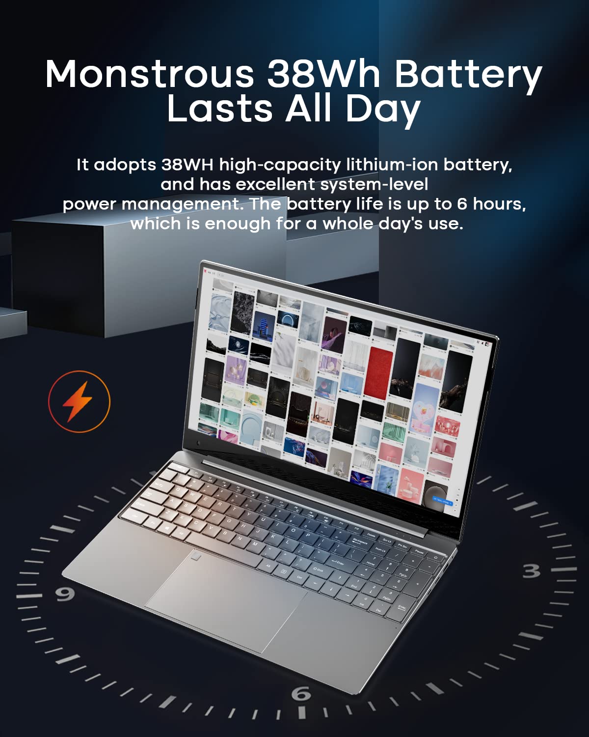 DERE Laptop with Fingerprint Unlock 15.6" Laptop Computer with Full-Size Backlit Keyboard Intel Celeron N5095 Processor 12GB DDR4+256GB SSD, 1920x1080 FHD Windows 10, 5G WiFi, USB 3.0 MBook M11 Silver