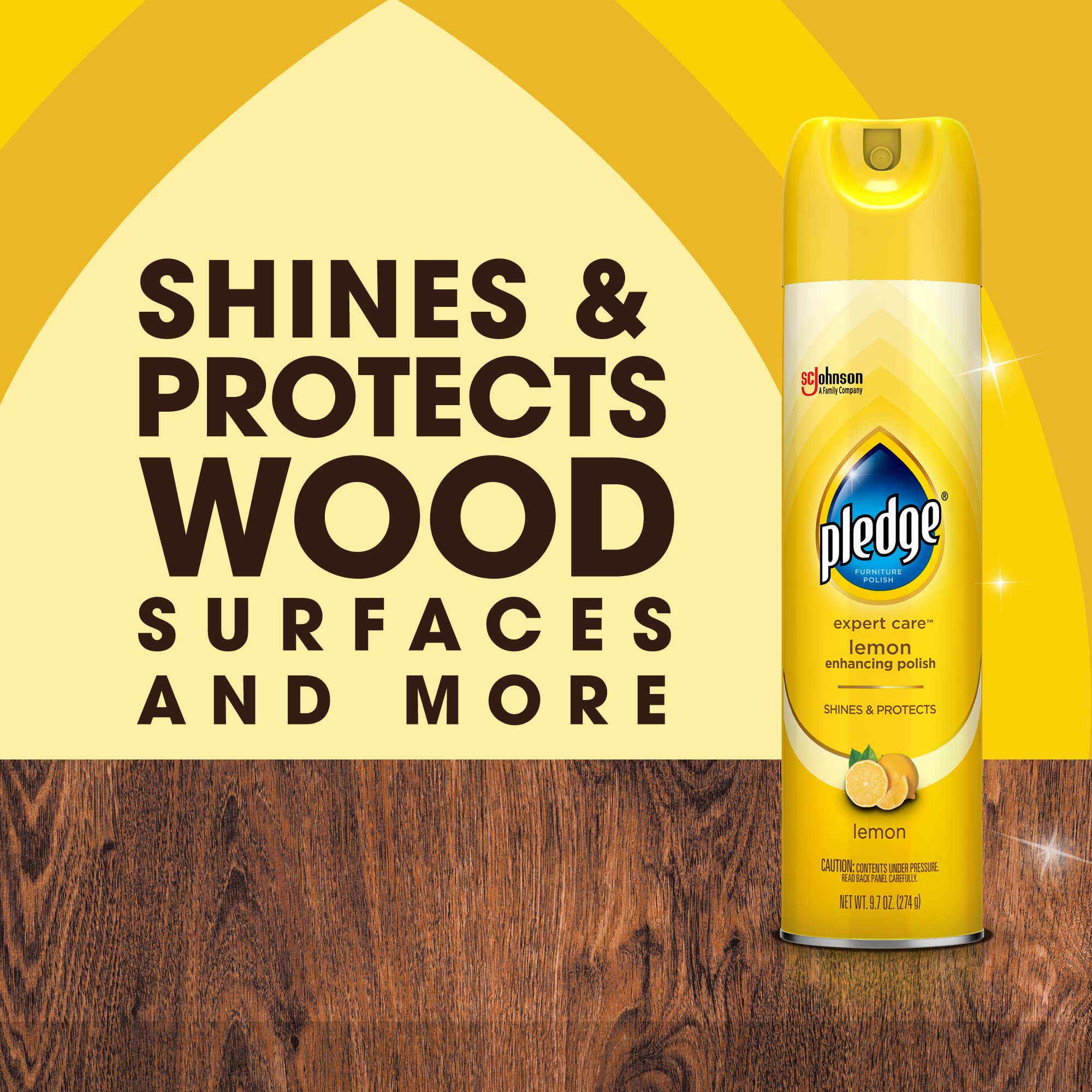 Pledge Beautify It Lemon Enhancing Polish Spray - Removes Dust and Fingerprints. Provides Protective, Glossy Coating (1 Aerosol Spray), 9.7 oz, Packaging May Vary