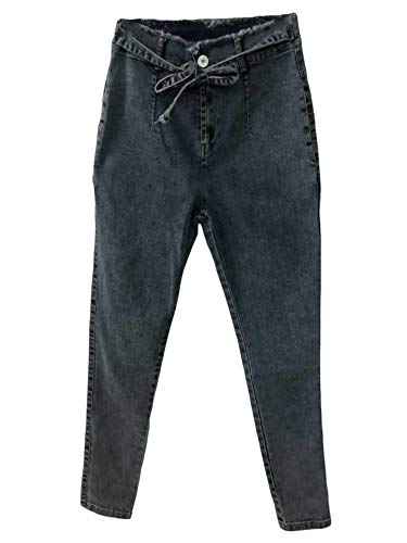 Andongnywell Women's High Waist Skinny Destroyed Ripped Denim Pants Long Stretch Distressed Pencil Jeans Trousers (Gray,Small)