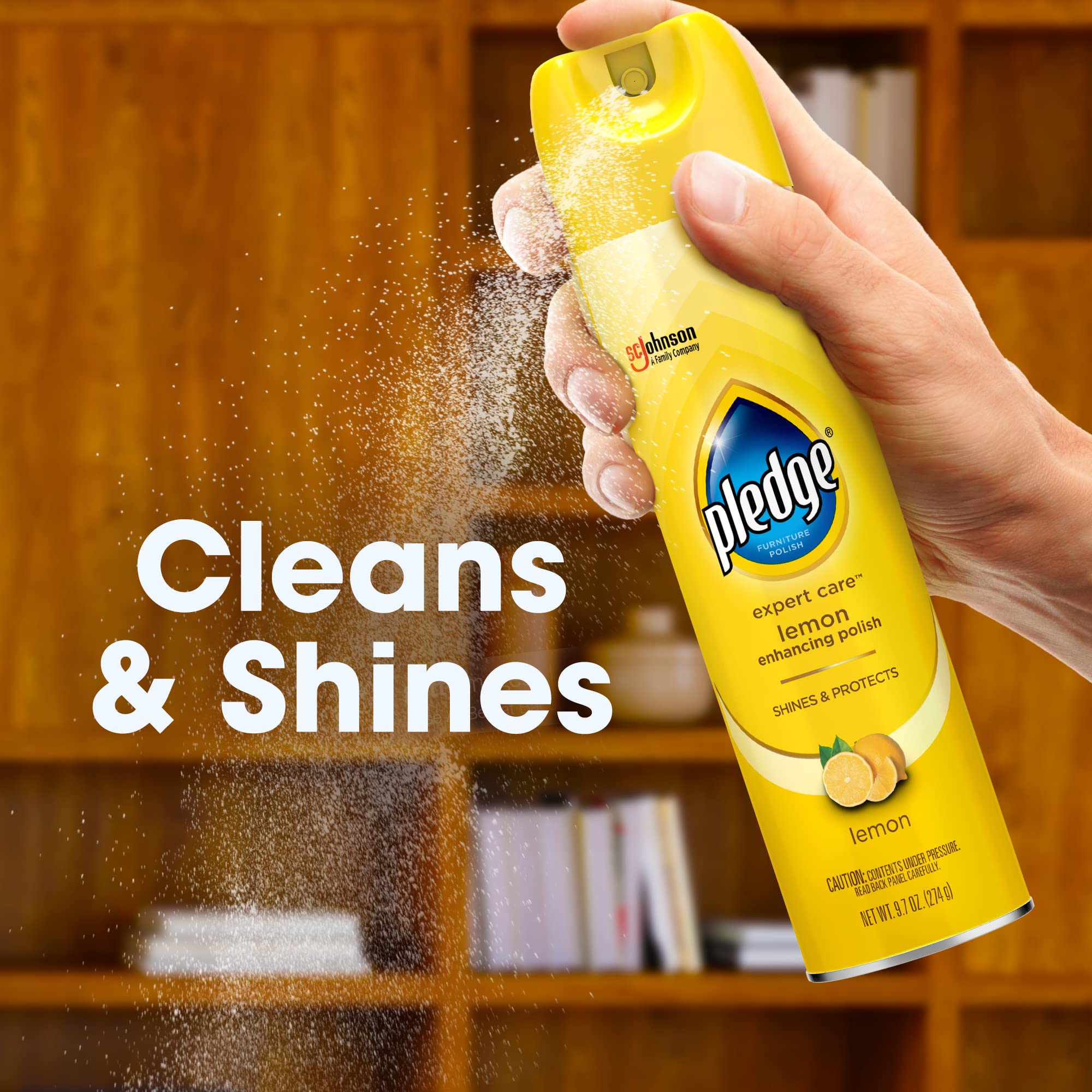 Pledge Beautify It Lemon Enhancing Polish Spray - Removes Dust and Fingerprints. Provides Protective, Glossy Coating (1 Aerosol Spray), 9.7 oz, Packaging May Vary