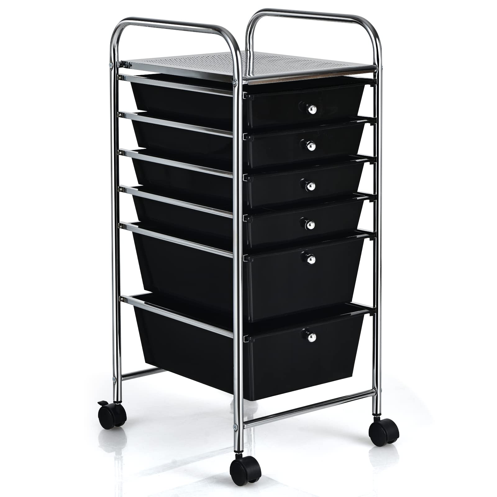 Giantex 6 Storage Drawer Cart Rolling Organizer Cart for Tools Scrapbook Paper Home Office School Multipurpose Mobile Utility Cart (Black)