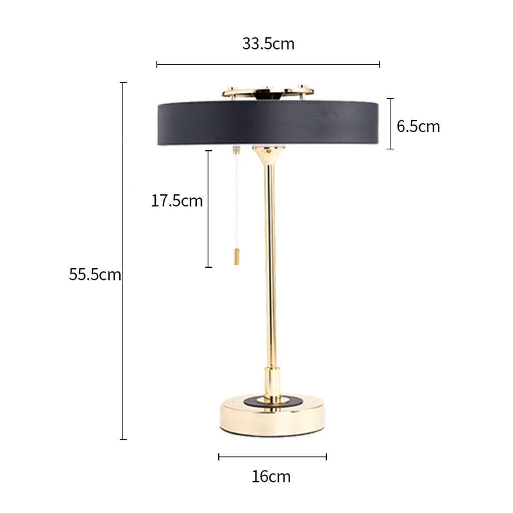 ZXZB Reading Lamp Desk Lamp Metal Modern Desk Lamp with Shade and Pull Switch Table Lamp/Black