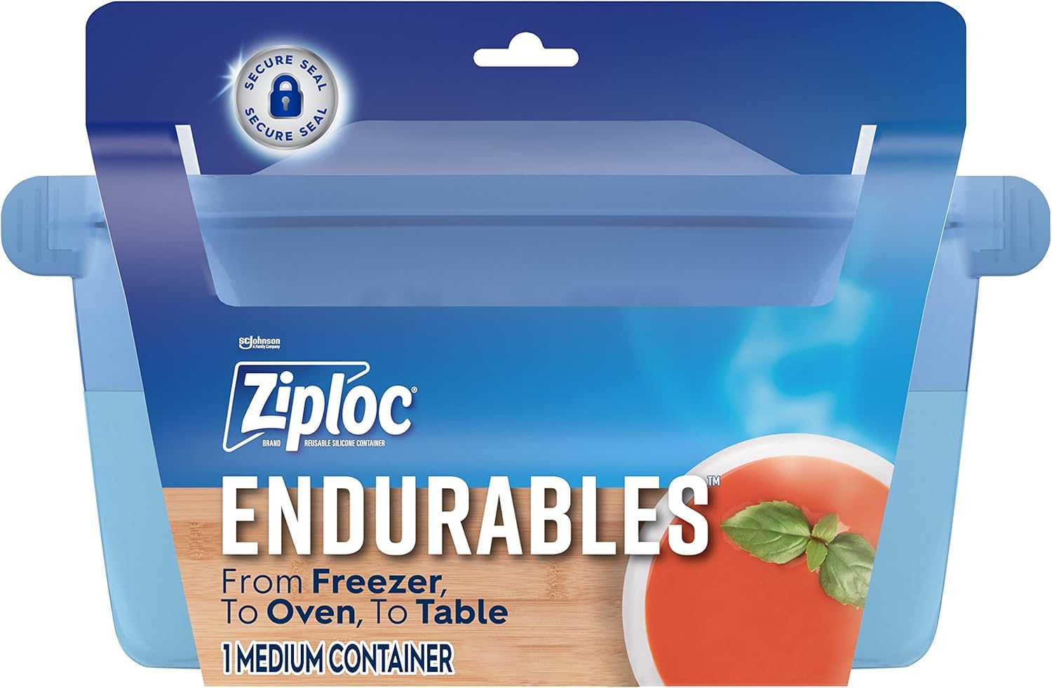 Ziploc Endurables Medium Container, 4 Cups, Reusable Silicone Bags and Food Storage Meal Prep Containers for Freezer, Oven, and Microwave, Dishwasher Safe