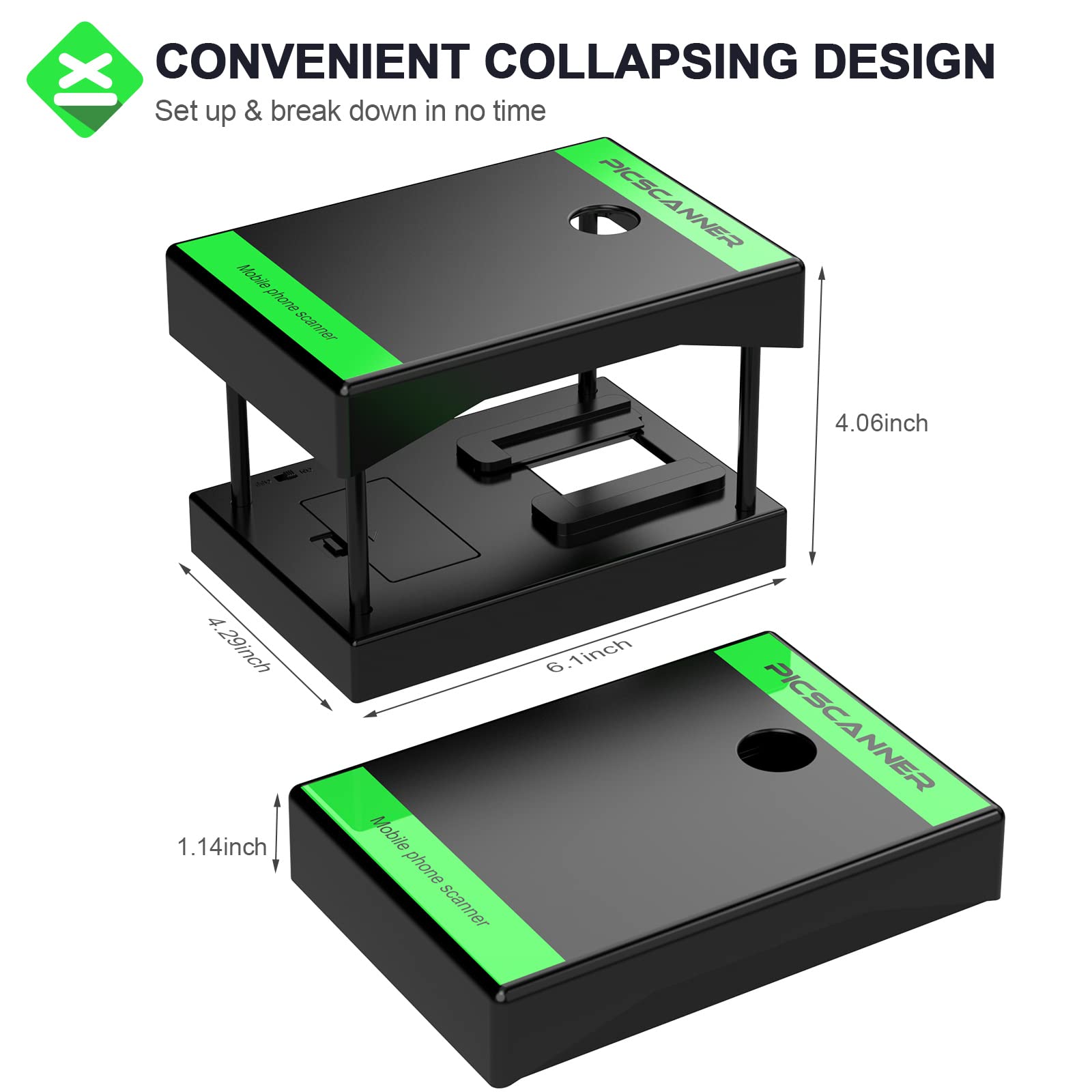 Mobile Film Scanner, 35mm Slide and Negative Scanner for Old Slides to Your Smartphone,Novelty Rugged Plastic Folding Slide Scanner with LED Backlight