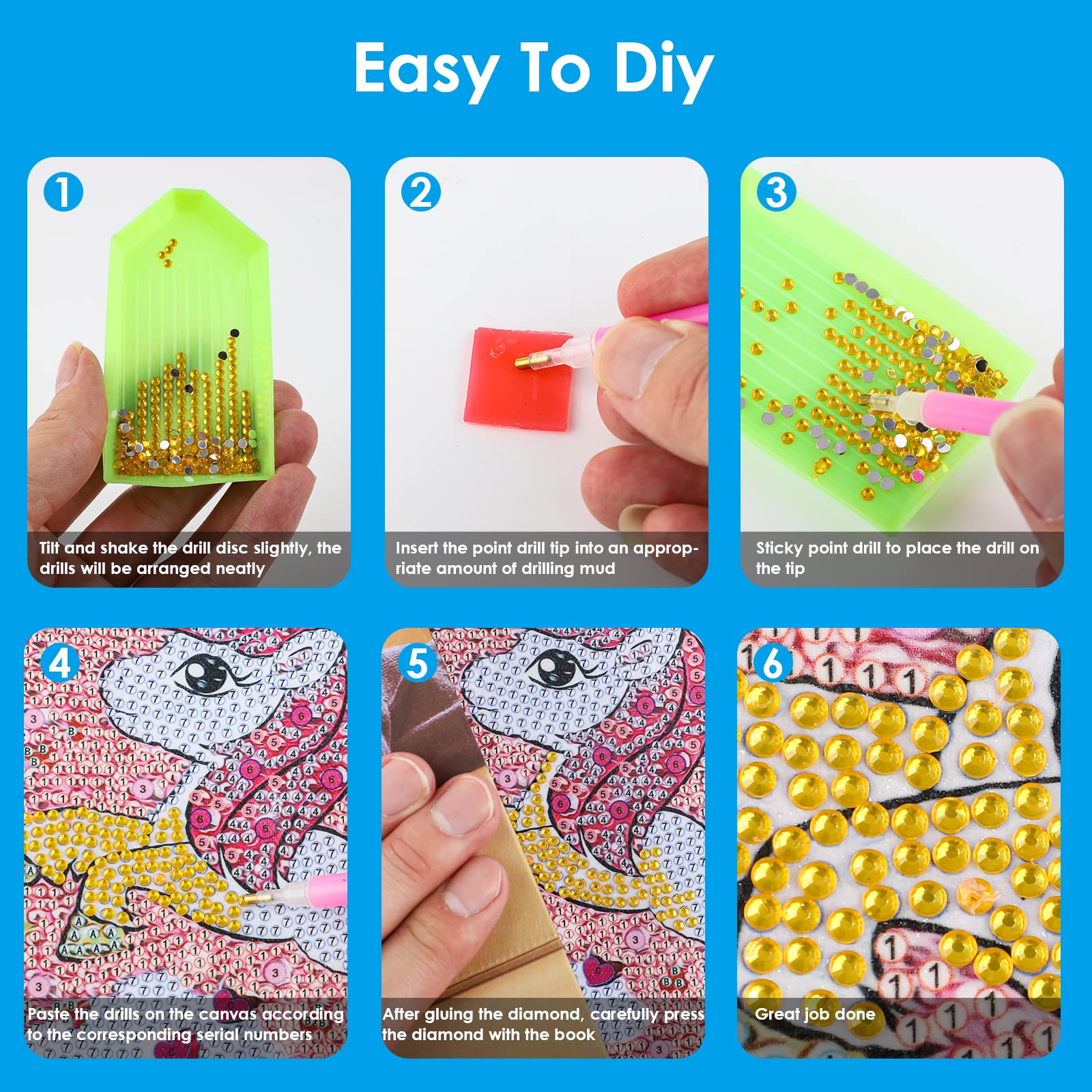 56 Slots Diamond Painting Storage Containers, 56 Grids 5D Diamond Embroidery Accessories Tools, Plastic Bead Organizer with Label Stickers for DIY Sewing, Art Craft, Nail Diamonds, Bead Storage