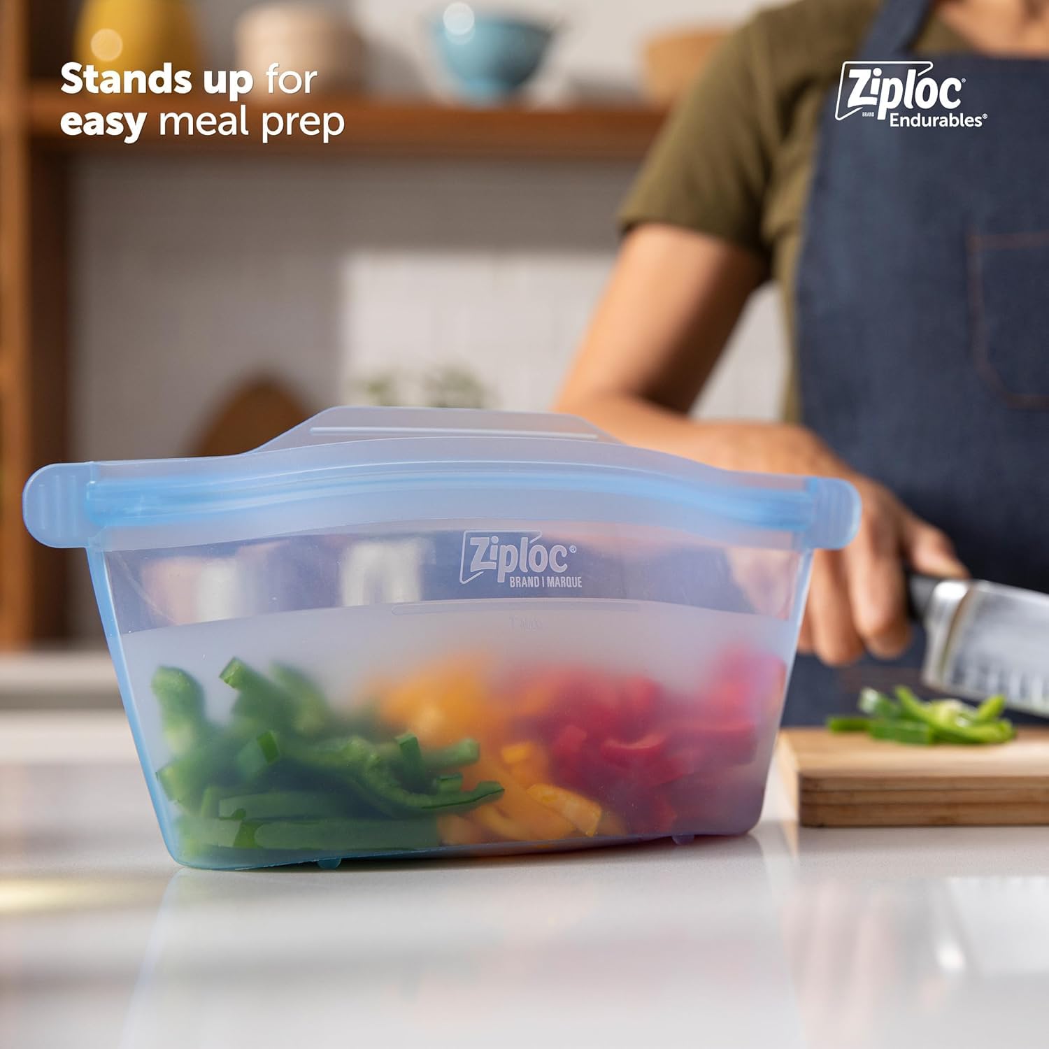 Ziploc Endurables Medium Container, 4 Cups, Reusable Silicone Bags and Food Storage Meal Prep Containers for Freezer, Oven, and Microwave, Dishwasher Safe