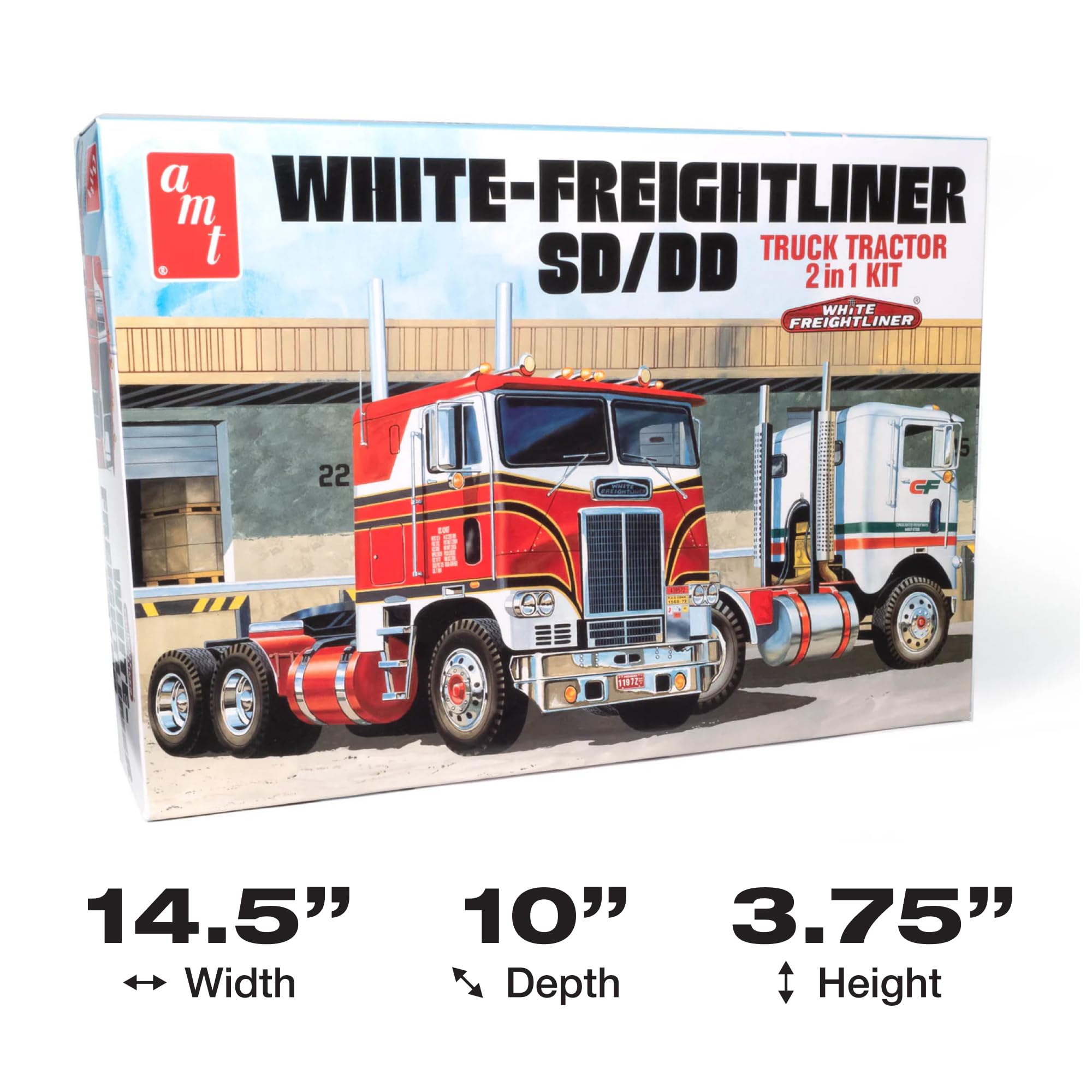 AMT White Freightliner 2-in-1 SC/DD Cabover Tractor (75th Anniversary) 1:25 Scale Model Kit