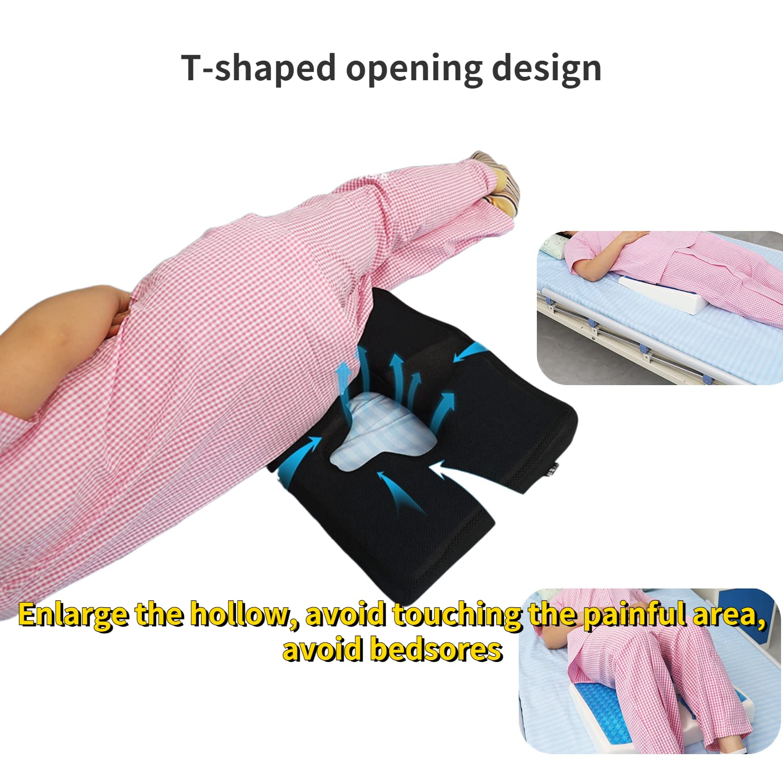 EGEN Gel Memory Foam Seat Cushion Hip Pain, Back Pain Tailbone Coccyx Sciatica Relief, Chair Cushion for Paralysis, Sedentary, Car, Wheelchair,Sciatica Bed Elderly Bedsore (with Black Cover)