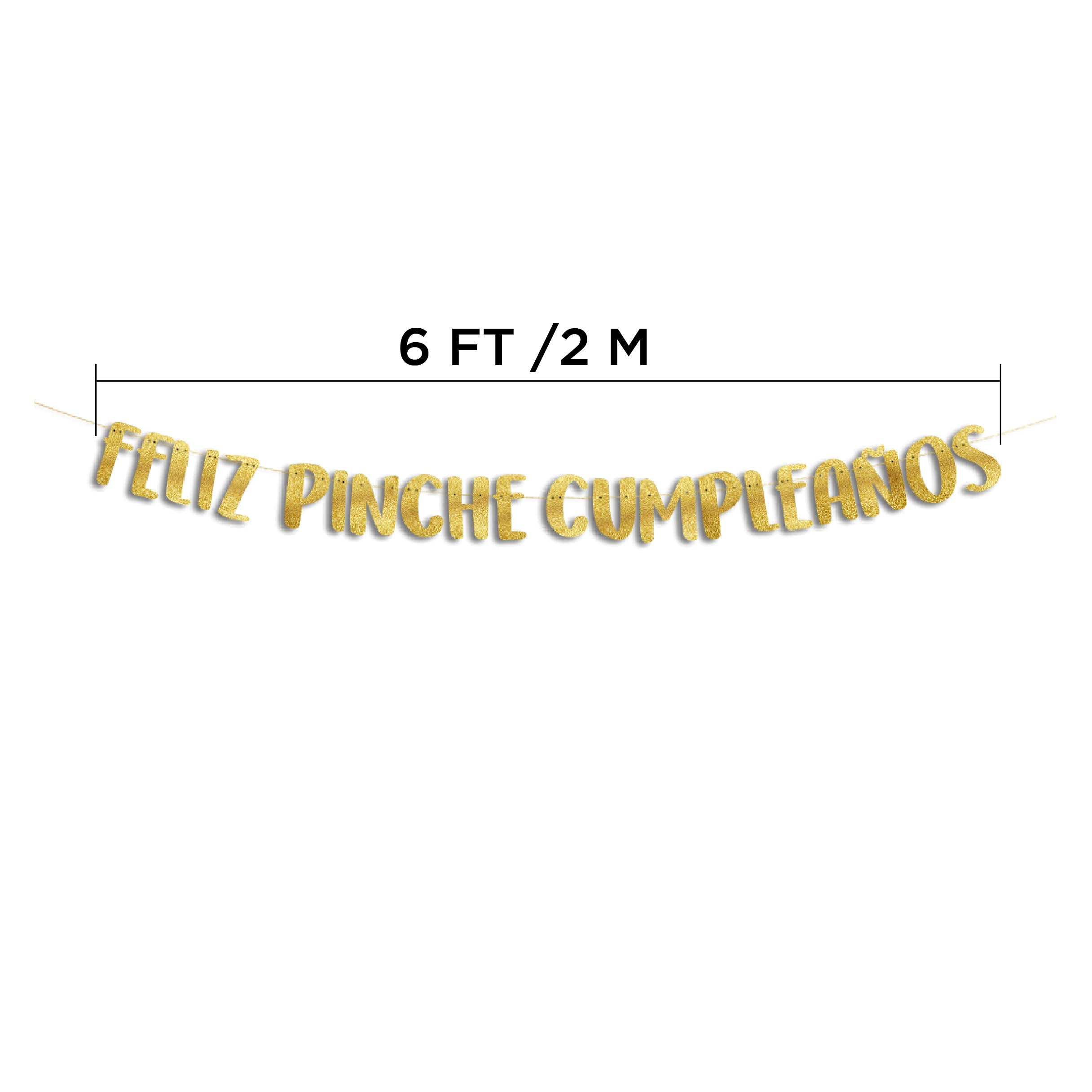 Feliz Pinche Cumpleaños Gold Glitter Banner, Spanish Happy Birthday Banner, Fiesta Mexican Themed Birthday Party Decorations