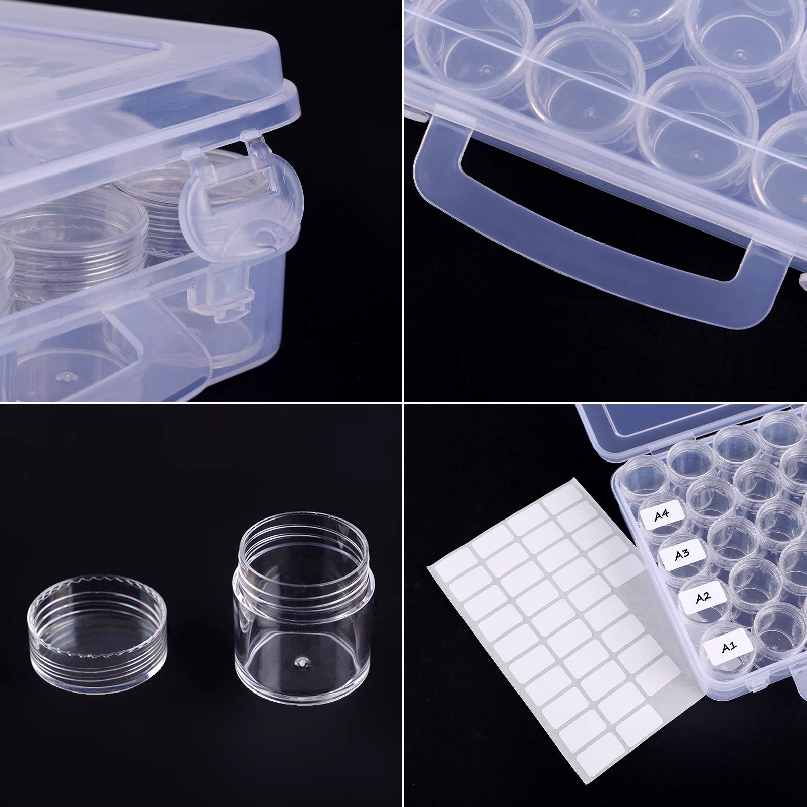 SGHUO 4pack 60PCS 5D Embroidery Diamond Painting Box Storage Containers