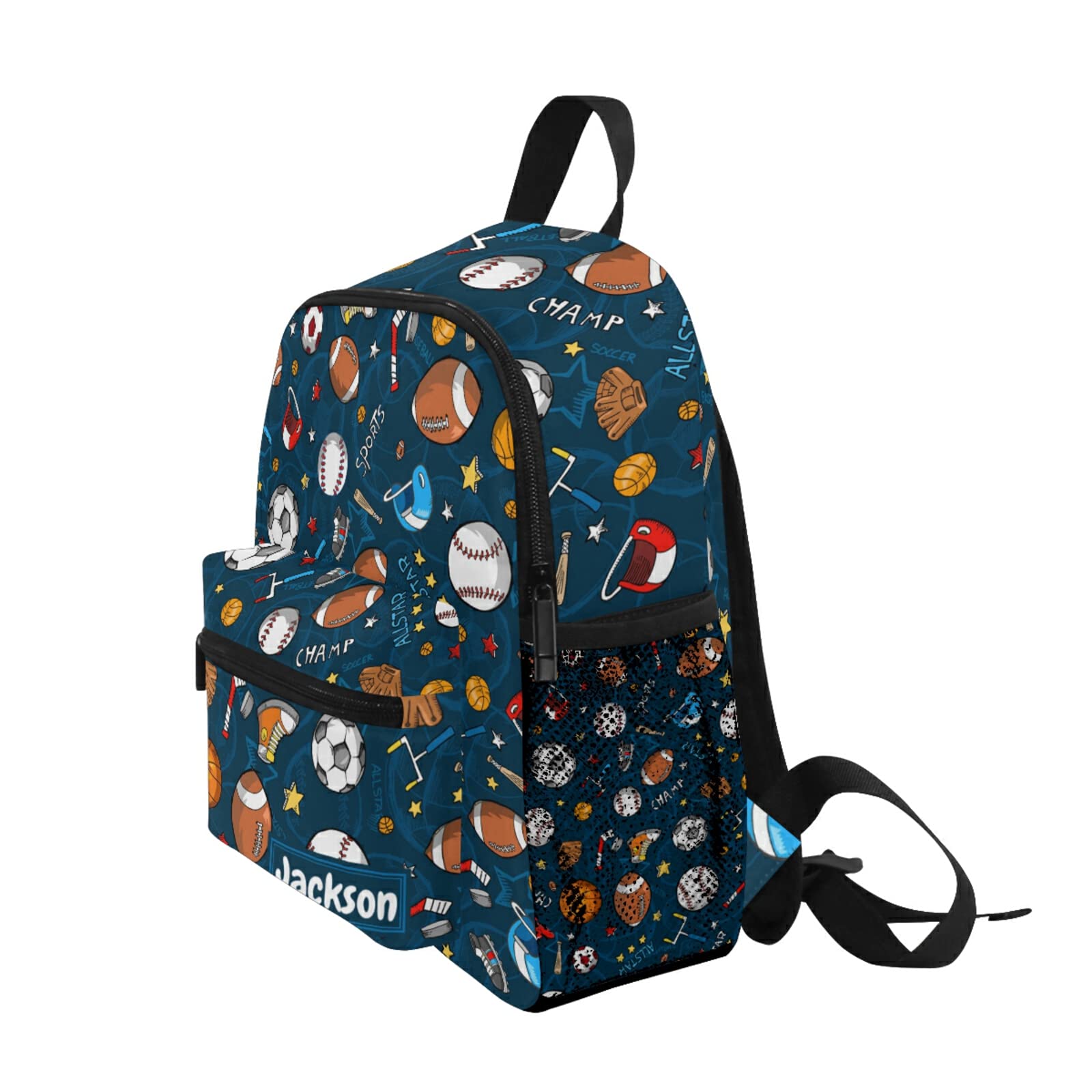 Sinestour Custom Sports Football Basketball Kid's Backpack Personalized Backpack with Name/Text Preschool Backpack for Boys Customizable Toddler Backpack for Girls with Chest Strap