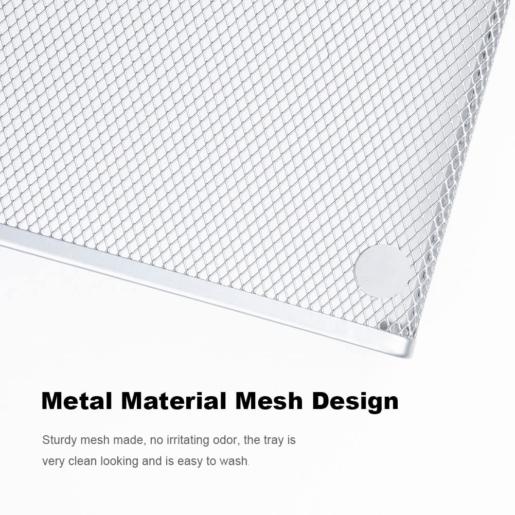HANGYALI Expandable Cutlery Tray Mesh Flatware Metal Non-Slip 6 Compartments Kitchen Drawer Utensil Organizer (Silver)