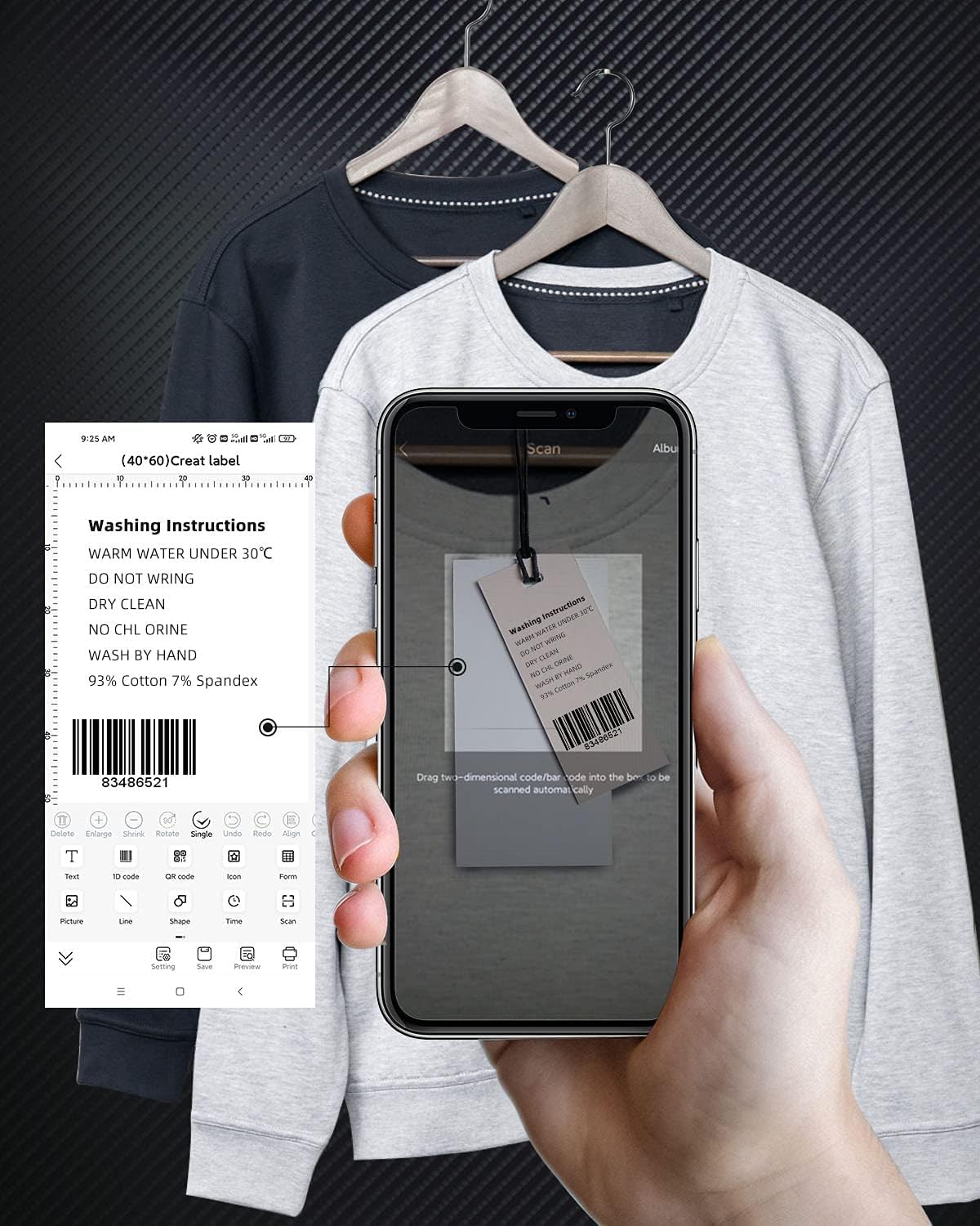 Phomemo M110 Portable Wireless Thermal Label Printer, Bluetooth Label Maker Machine for iOS & Android, Address Label Printer Machine for Barcode, Retail, Home, Office, with 1 Roll 40x30mm Label