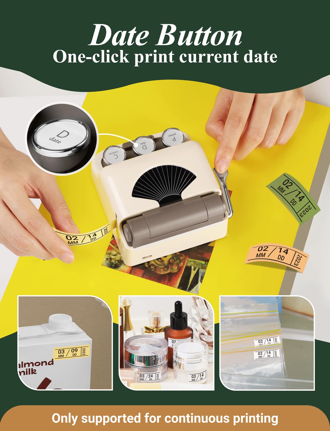 MakeID HD(300dpi) Label Maker Machine with 4 Rolls Tape, Bluetooth Multifunction Label Printer Available for Smartphone, Smart Sticker Maker with Multiple Templates for Office Home Organization