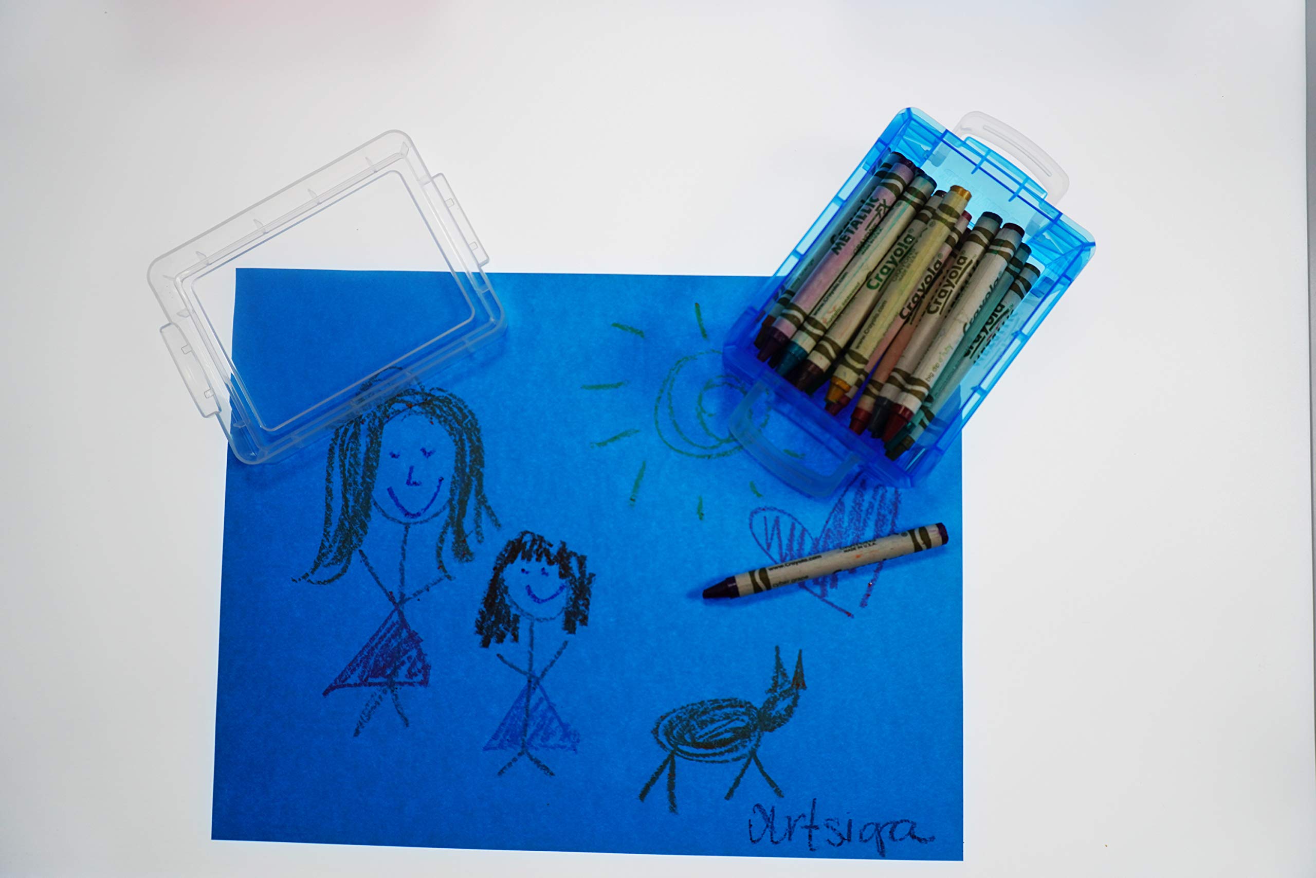Storage Studios Advantus Super Stacker Crayon Box 8 Blue, 4, Clear, 2 Green, 2 Purple, 2 Pink 1.6 x 3.5 x 4.8 in. 61612 (18-Pack) bundled with 1 Artsiga Craft Bag