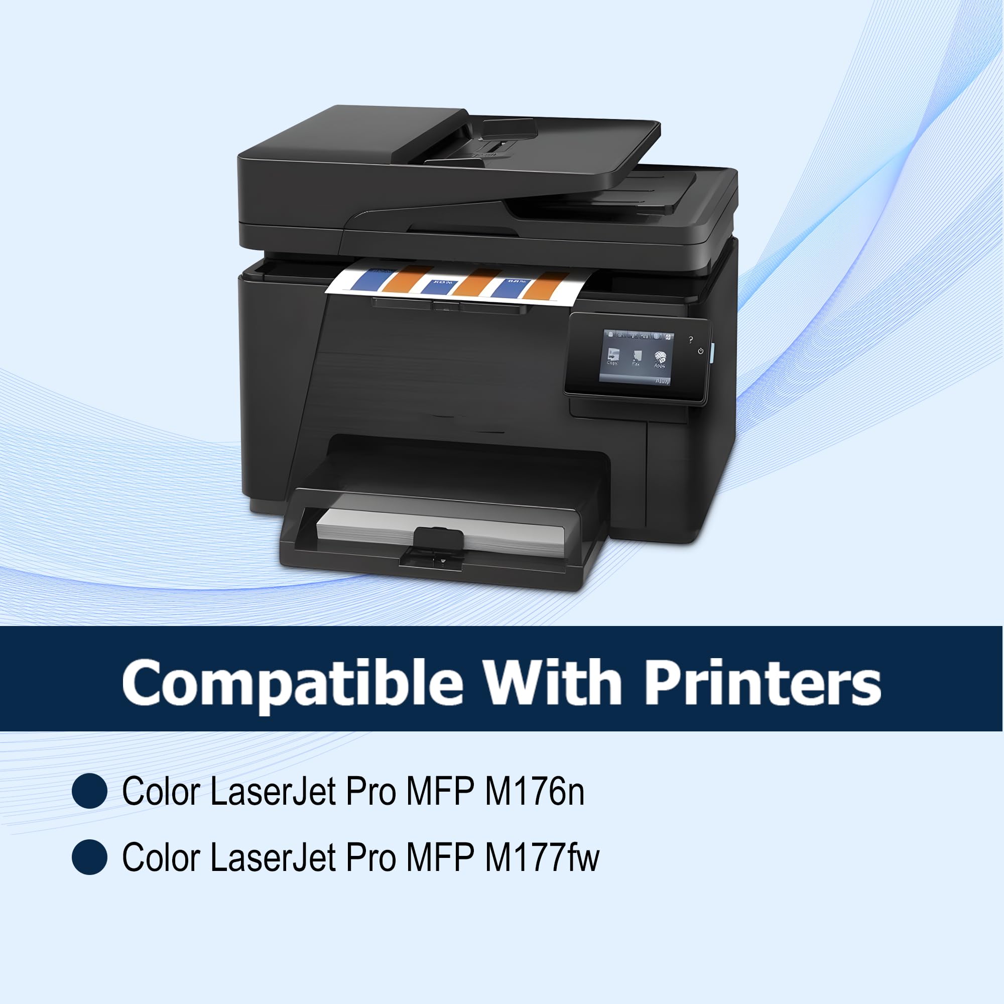 4-Pack Compatible HP 130A Black,Cyan, Magenta, Yellow Toner Cartridges Works with HP Color Laserjet Pro MFP M177fw,M176n Printer Ink
