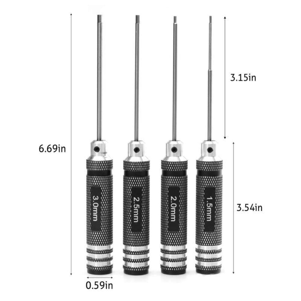 VOKOLA Drone Tool Kit -4Pcs RC Hex Driver Set β1.5mm Allen Wrench 2mm 2.5mm 3mm Aluminum Handle Steel Hexagon Screwdriver for traxxas RC Car Truck FPV Helicopter