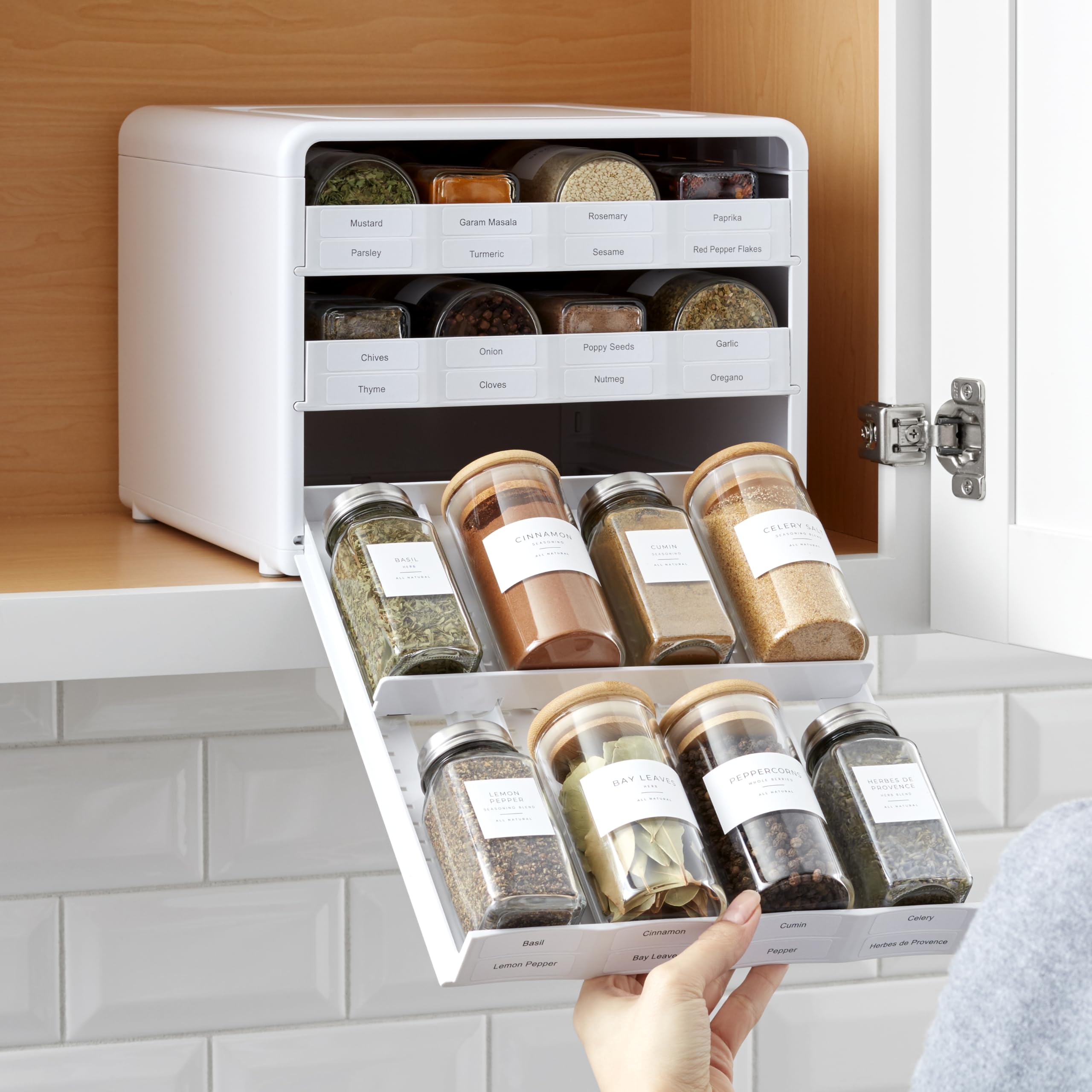YouCopia SpiceStack Spice Rack Organizer, Adjustable, White