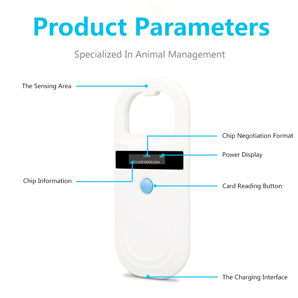 Watris Veiyi Dog Microchip Reader, Pet Microchip Scanner with OLED Display Screen, Pet Chip ID Scanner Supports FDX-B（ISO11784/11785） and EMID Microchips, for Animal Management