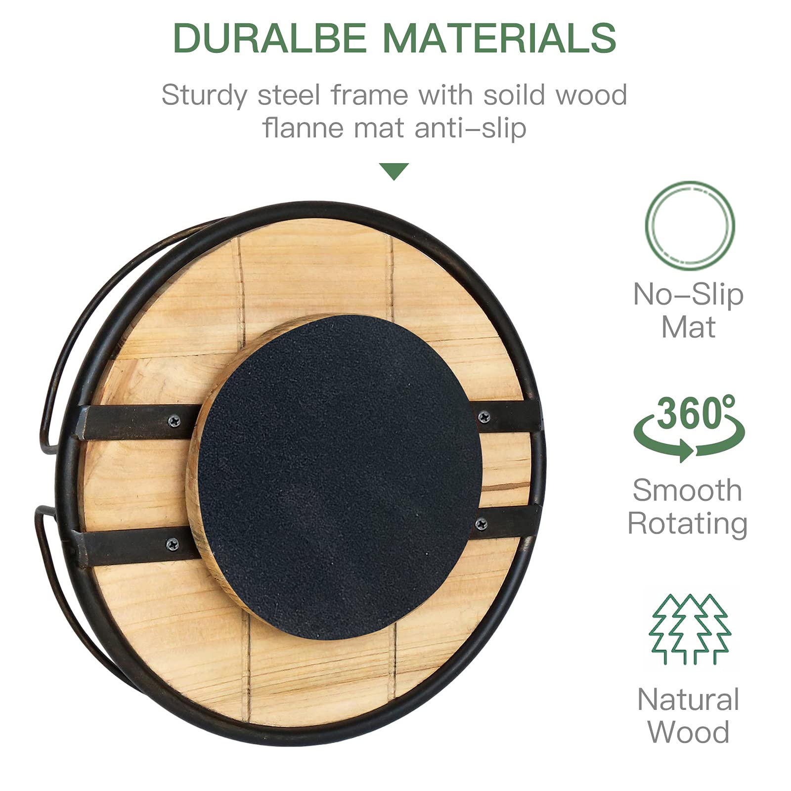 BOLUO Lazy Susan Organizer for Table Kitchen Countertop Turntable Small Farmhouse Wood Rotating Spice Rack 10 inch (LS02)