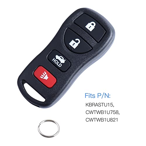 Keyless Entry Remote Key Fob Replacement for Nissan Murano Altima Armada Sentra 350Z / Infiniti I35 G35 KBRASTU15, CWTWB1U758, CWTWB1U821 4Btn (Pack of 2)