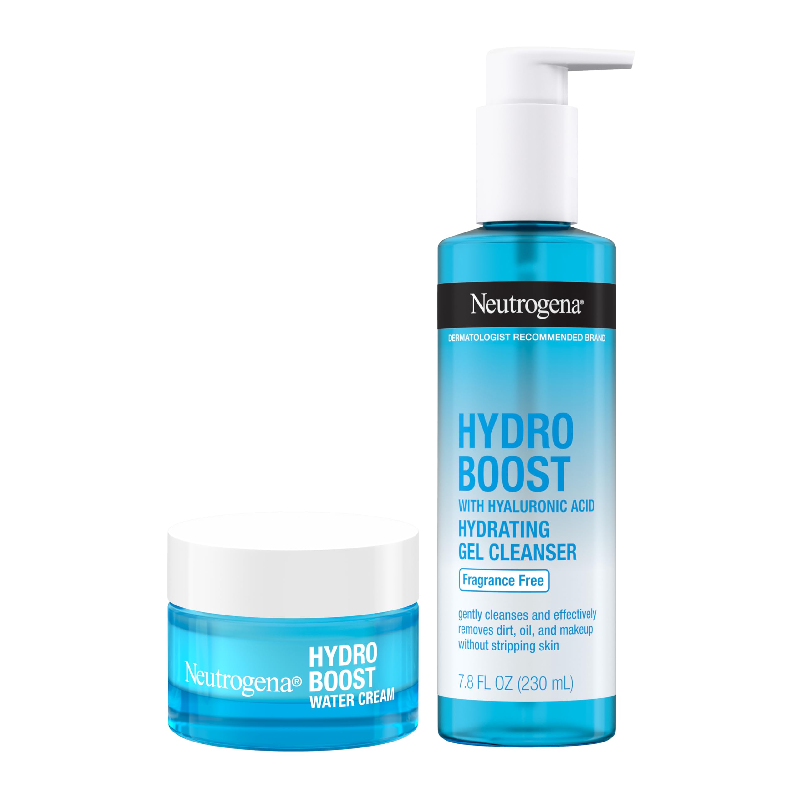 Neutrogena Skin Vitals Hydrating Duo, Hydro Boost Facial Cleanser, 7.8 fl. oz, & Hydro Boost Water Cream Face Moisturizer, 1.7 fl. oz, Fragrance Free Skincare with Hyaluronic Acid, 2 Items
