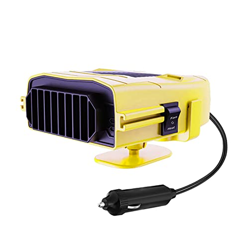 Portable Car Heater, 2022 Upgrade Auto Heater Fan, Car Defogger, Fast Heating Quickly Defrost Defogger 12V 150W Auto Ceramic Heater Fan 3-Outlet Plug in Cig Lighter(Yellow)